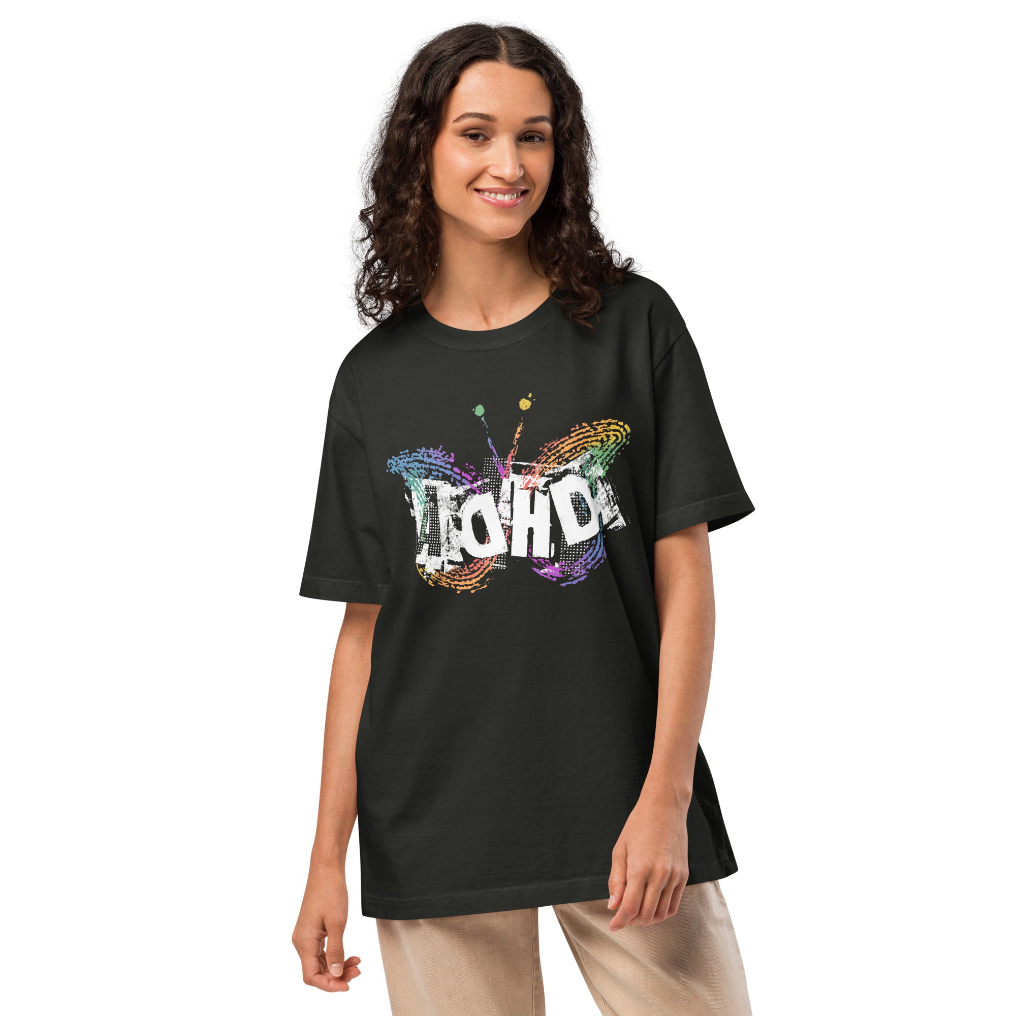 "ADHD Butterfly Symbol" tagless Bella + Canvas Unisex oversized t-shir ...
